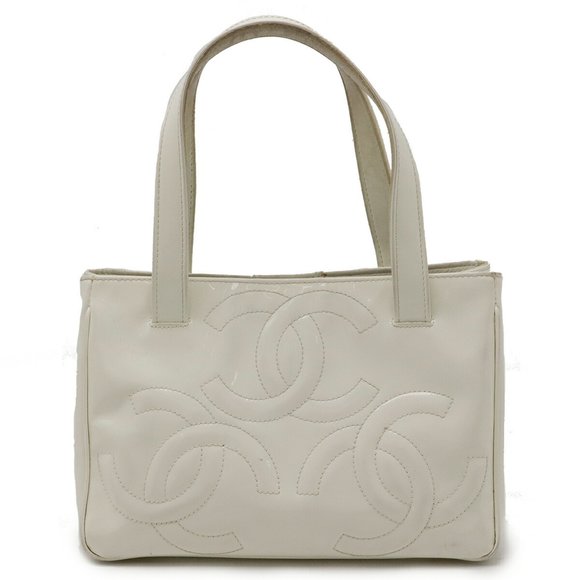 CHANEL | Bags | Chanel Chanel Coco Mark Triple Handbag Bag Enamel White ...
